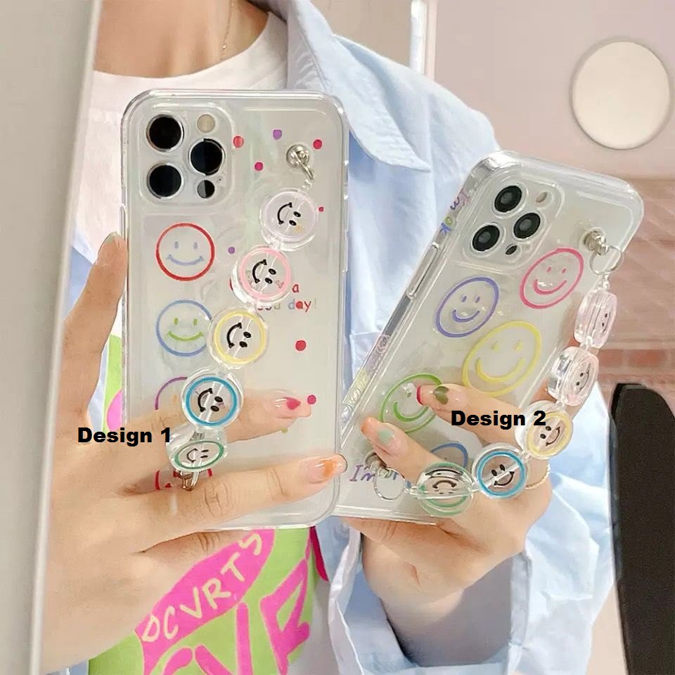 Transprent Emoji Cases With Multicolor Smiley Chain – Sastacover.pk