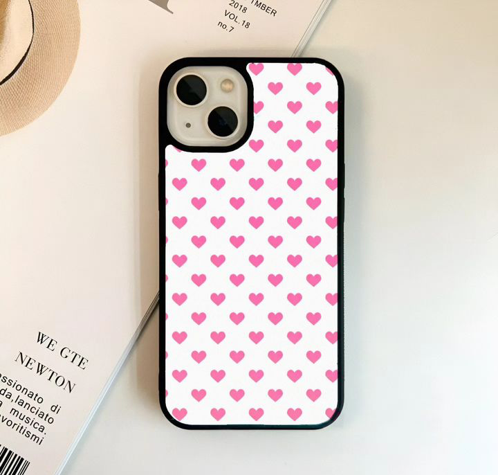 Pink Hearts Pattern 2D Cases – Sastacover.pk